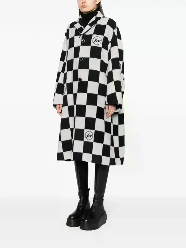 Undercover Check-print Button-up Coat