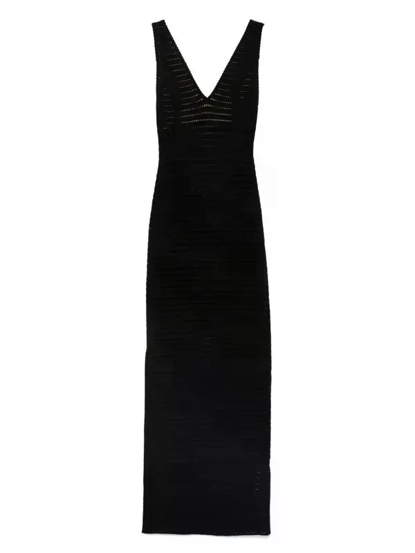 Elisabetta Franchi Open-knit Maxi Dress - Black