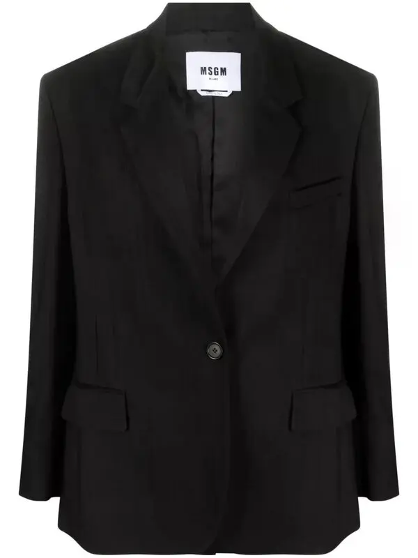 MSGM Notched-lapels Single-breasted Blazer - Black