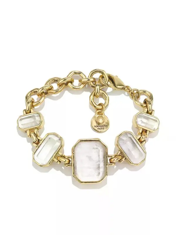 GOOSSENS 24kt Plated Stone Chain Bracelet