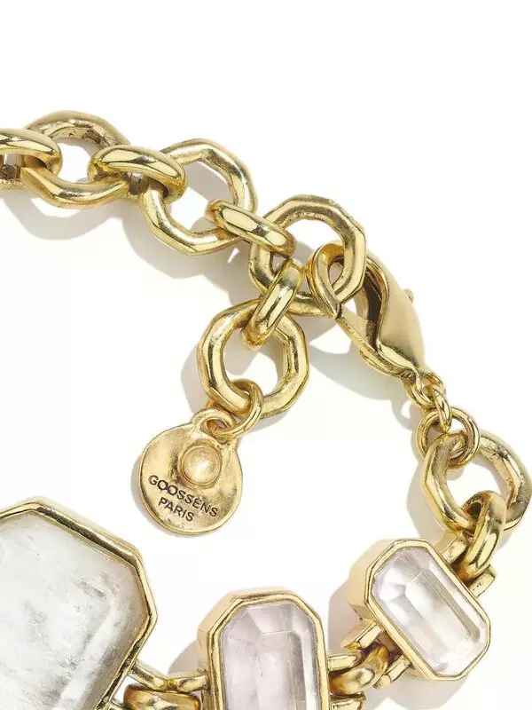 GOOSSENS 24kt Plated Stone Chain Bracelet