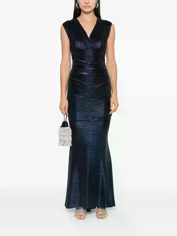 Talbot Runhof Pleated Lurex Gown