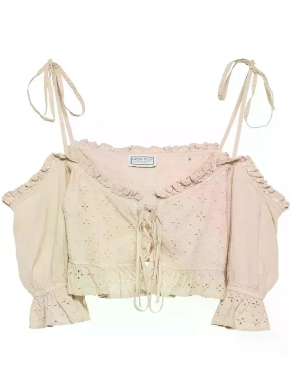 Guess Broderie-anglaise Crop Top - Neutrals