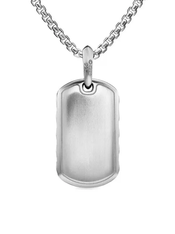 David Yurman Sterling Sculpted Cable Diamond Tag
