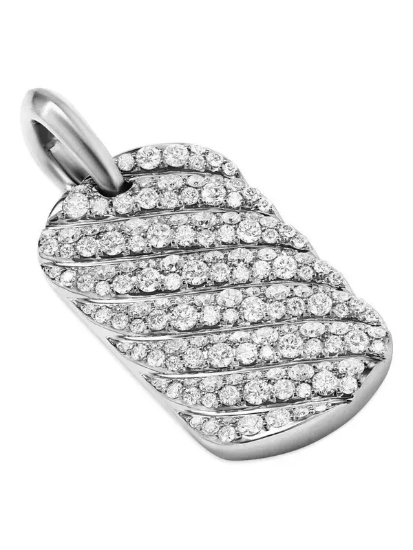 David Yurman Sterling Sculpted Cable Diamond Tag