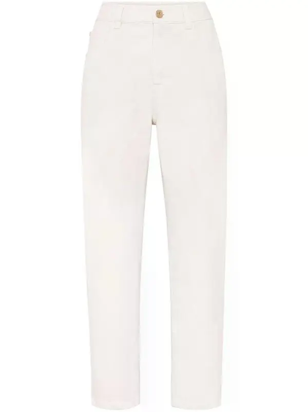 Brunello Cucinelli High-rise Straight-leg Jeans With Monili Chain Detail - Neutrals