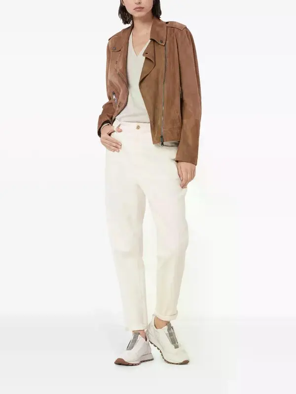 Brunello Cucinelli High-rise Straight-leg Jeans With Monili Chain Detail - Neutrals