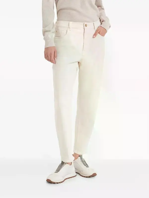 Brunello Cucinelli High-rise Straight-leg Jeans With Monili Chain Detail - Neutrals