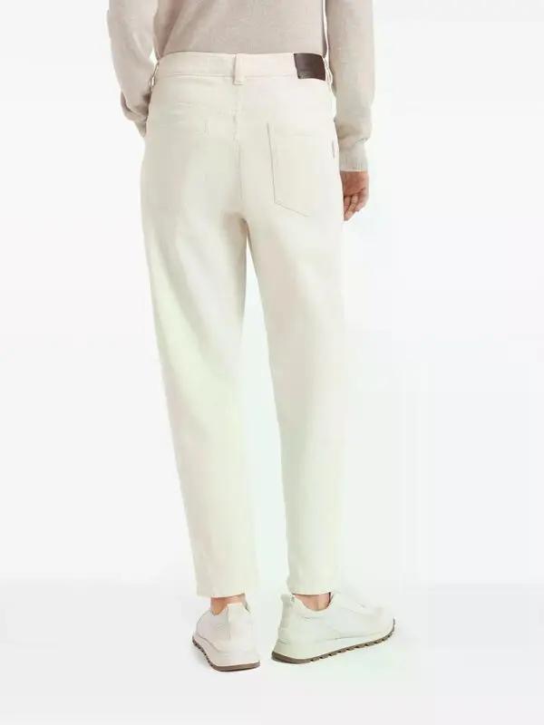 Brunello Cucinelli High-rise Straight-leg Jeans With Monili Chain Detail - Neutrals