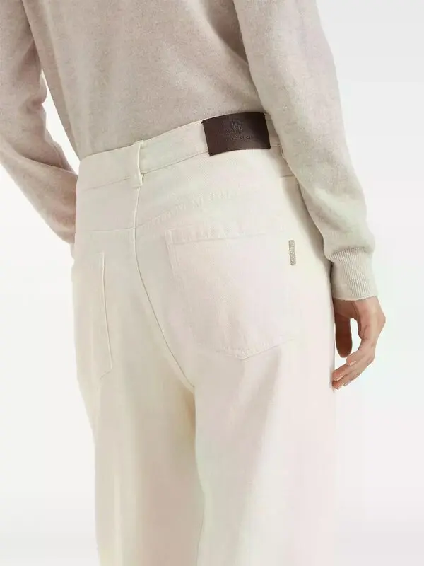 Brunello Cucinelli High-rise Straight-leg Jeans With Monili Chain Detail - Neutrals