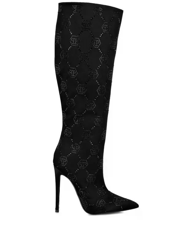 Philipp Plein Monogram Knee-high Stiletto Boots