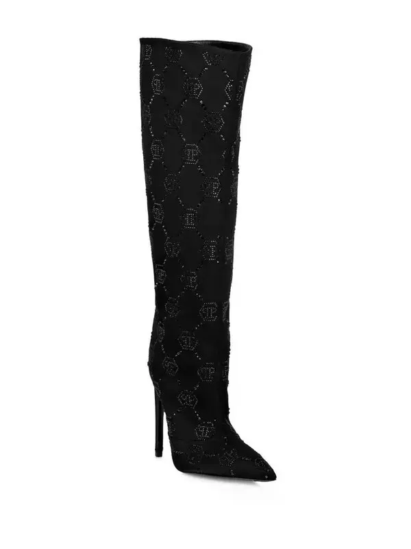 Philipp Plein Monogram Knee-high Stiletto Boots