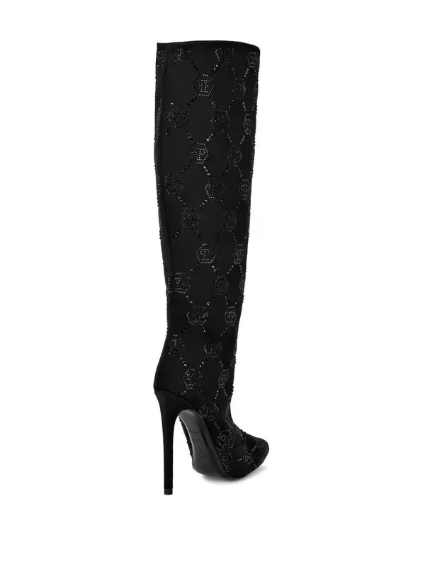 Philipp Plein Monogram Knee-high Stiletto Boots