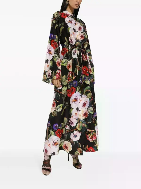 Dolce & Gabbana Rose-print Silk Shirtdress