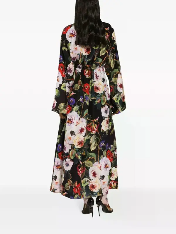 Dolce & Gabbana Rose-print Silk Shirtdress