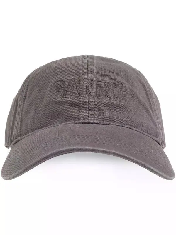 GANNI Logo-embroidered Baseball Cap - Grey