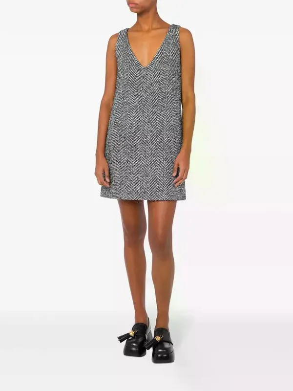 Moschino V-neck Herringbone Dress
