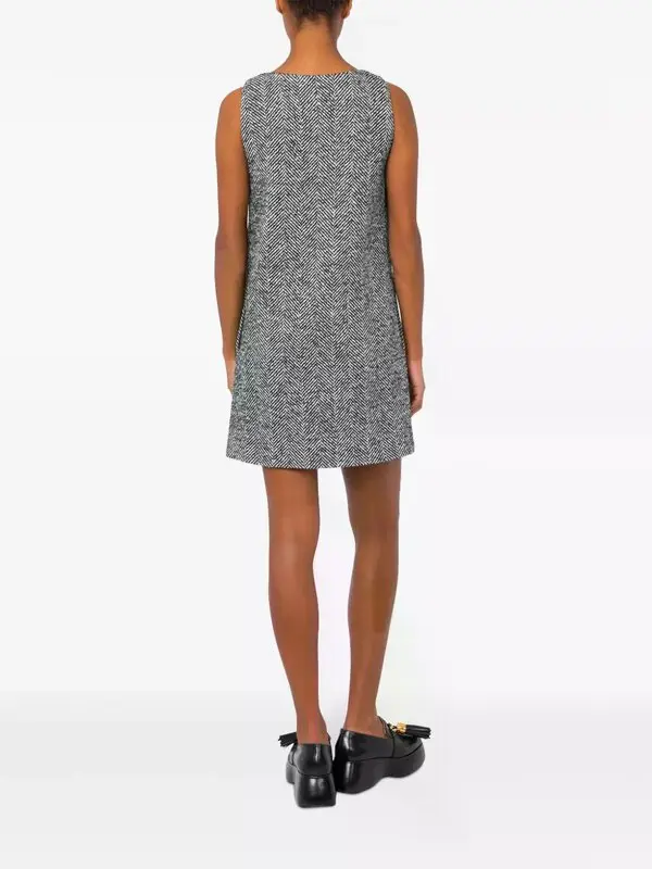Moschino V-neck Herringbone Dress