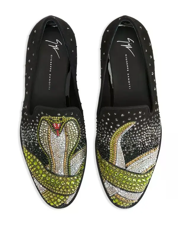 GIUSEPPE ZANOTTI Python Crystal-embellished Loafers