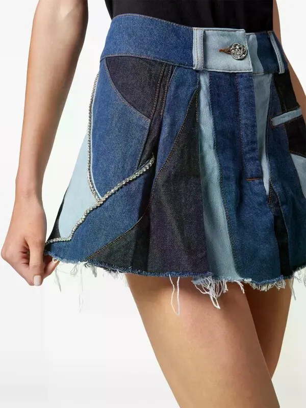 Philipp Plein Patchwork Denim Mini Skirt