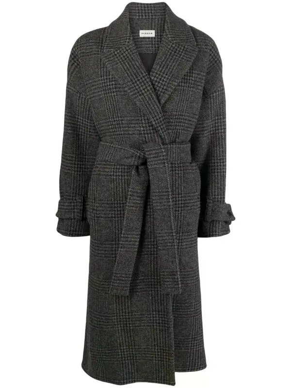 P.a.r.o.s.h Plaid Check Pattern Belted Trench Coat