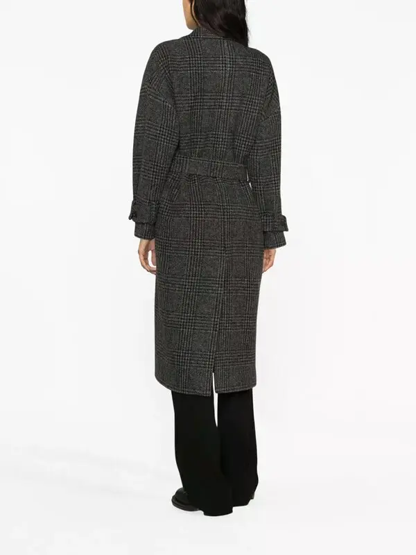 P.a.r.o.s.h Plaid Check Pattern Belted Trench Coat