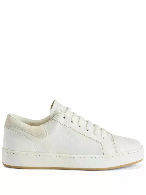 GIUSEPPE ZANOTTI Lace-up Low-top Leather Sneakers - Neutrals
