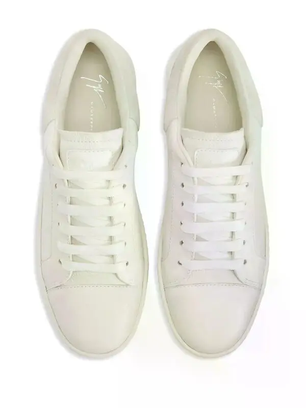 GIUSEPPE ZANOTTI Lace-up Low-top Leather Sneakers - Neutrals