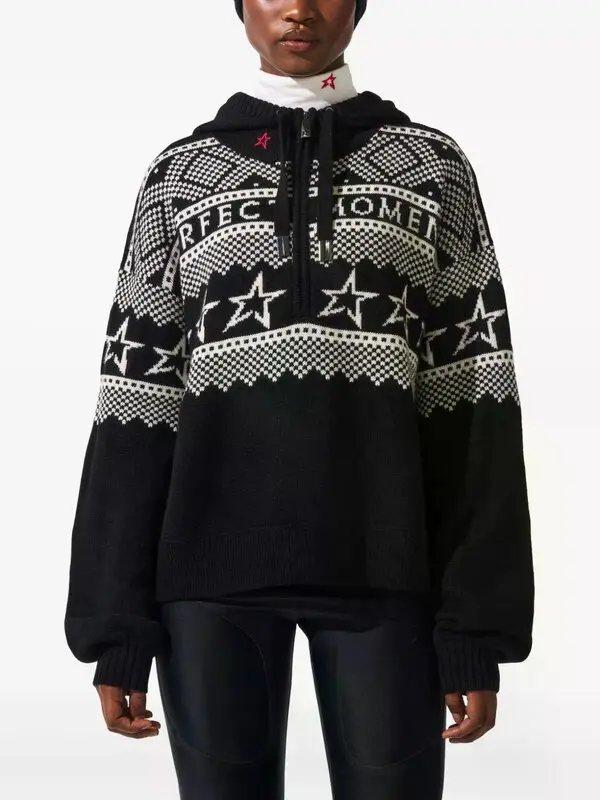 Perfect Moment Intarsia-knit Hooded Sweater
