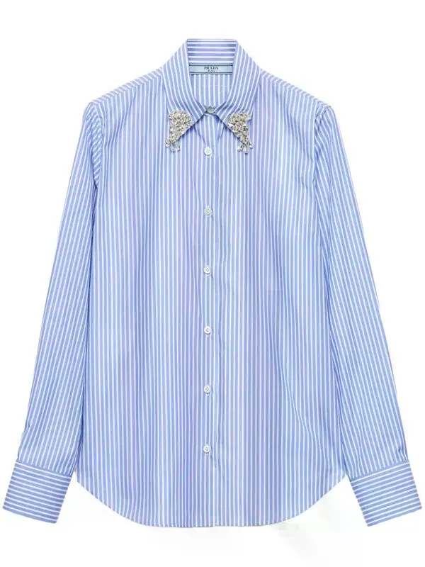 Prada Striped Shirt With Embellished Detail