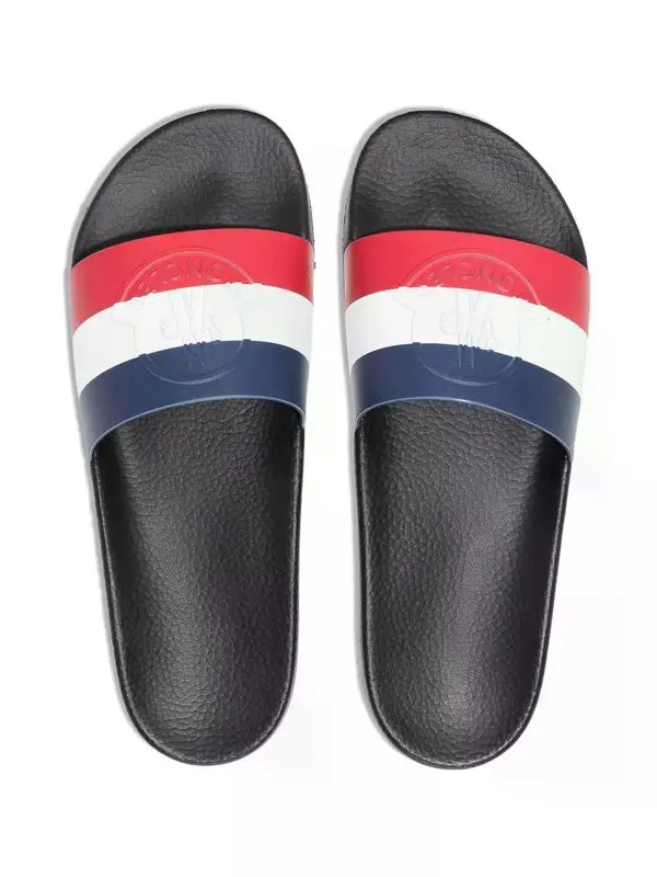 Moncler Basile Striped Flat Slides - Blue