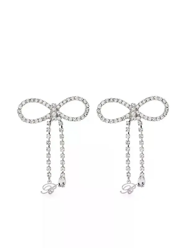 Blumarine Rhinestone-bow Earrings - Silver
