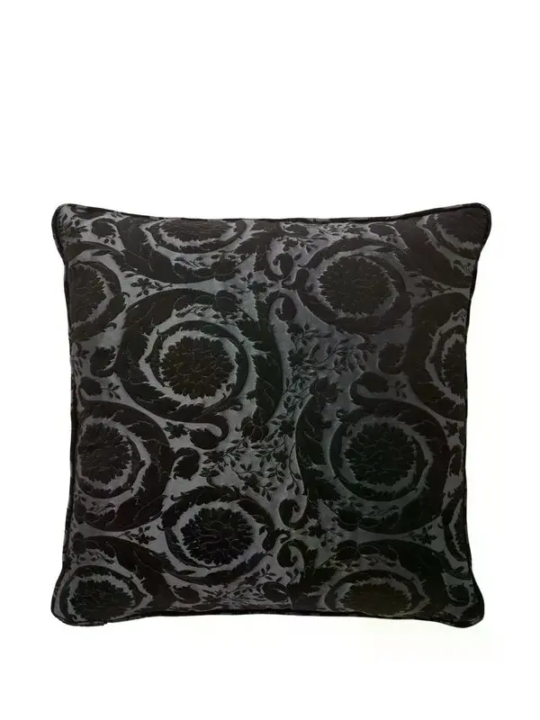 Versace Barocco Silk-linen Cushion - Black