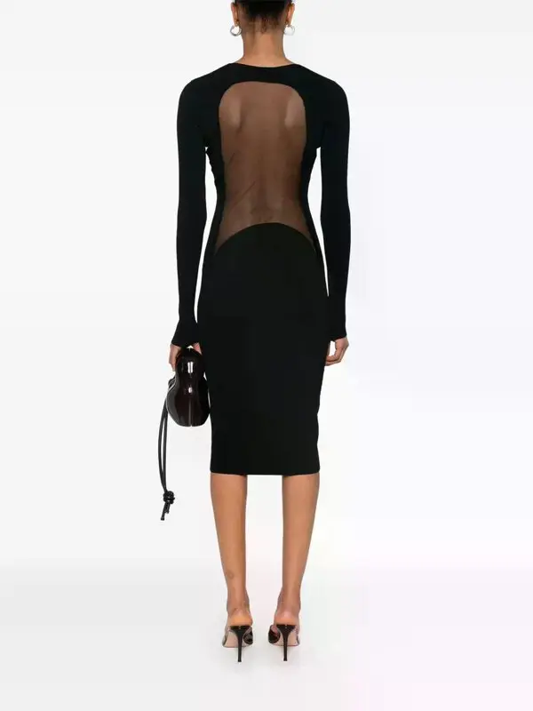 MUGLER Sheer & Opaque Panelled Top