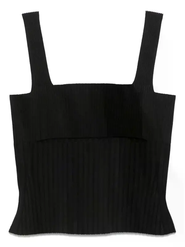 NUDE Ribbed Square Neck Tank Top With Cut-out Detail