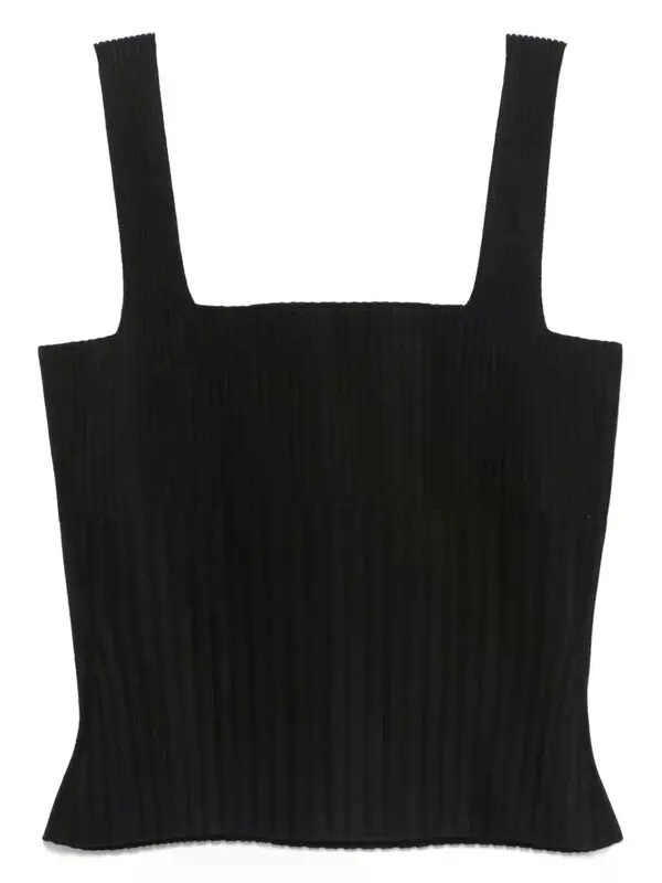 NUDE Ribbed Square Neck Tank Top With Cut-out Detail