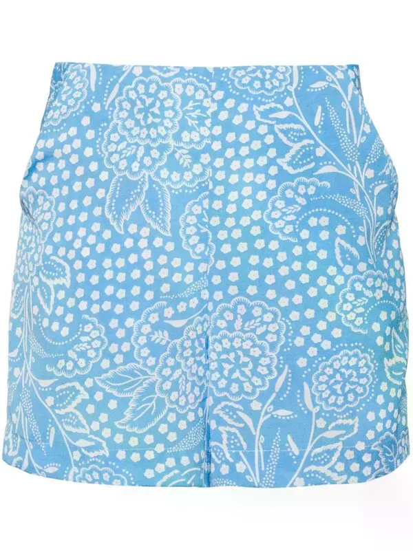 BAMBAH Azalea High-waisted Floral Print Shorts - Blue