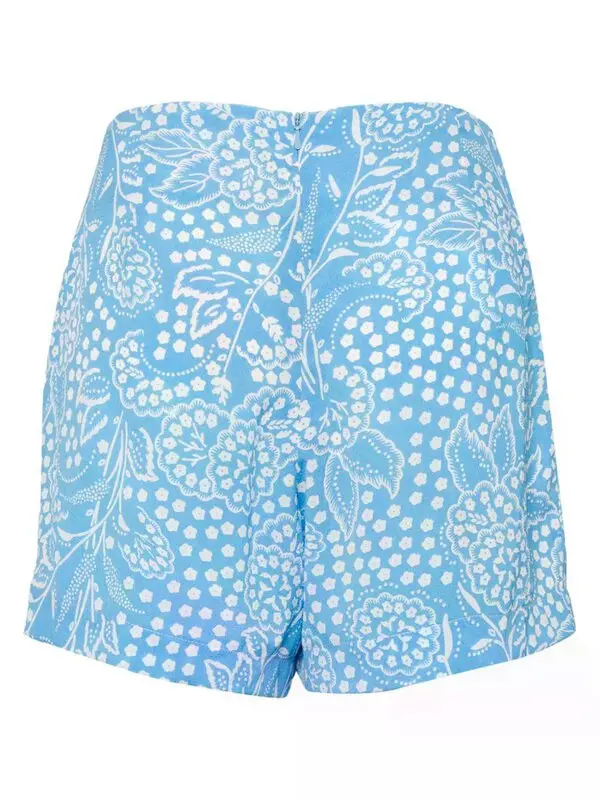 BAMBAH Azalea High-waisted Floral Print Shorts - Blue