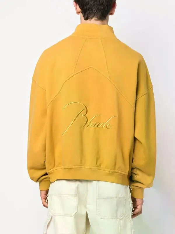 Rhude Logo-embroidered Quarter-zip Sweatshirt - Yellow
