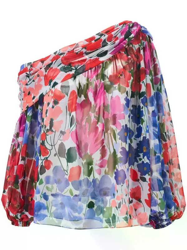 Carolina Herrera Jardin-print One-shoulder Top