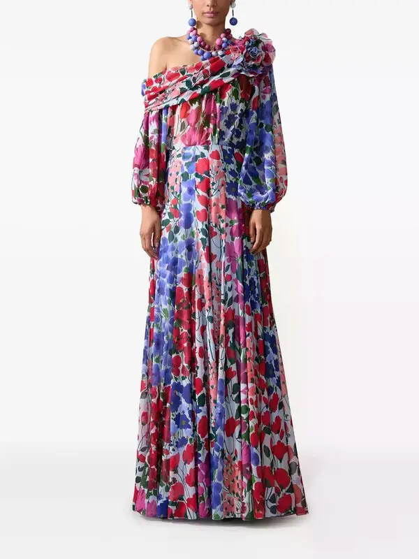 Carolina Herrera Jardin-print One-shoulder Top
