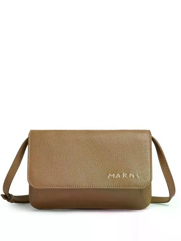Marni Logo-embroidered Leather Shoulder Bag