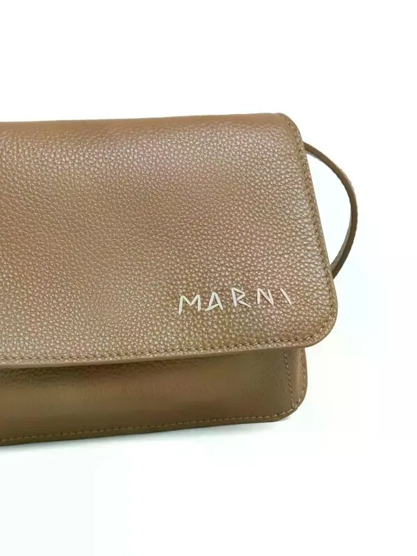 Marni Logo-embroidered Leather Shoulder Bag