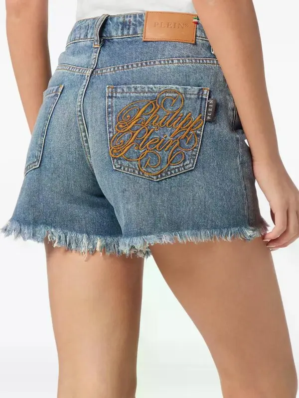 Philipp Plein Logo-embroidered Denim Shorts
