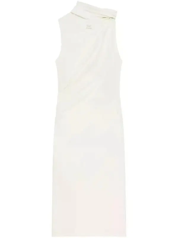 COURREGES Draped-detail Midi Dress - Neutrals