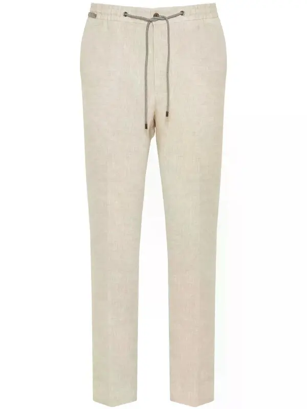 Corneliani Drawstring Linen Trousers - Neutrals