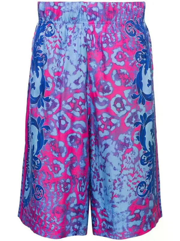 Versace Baroque-pattern Bermuda Shorts - Blue