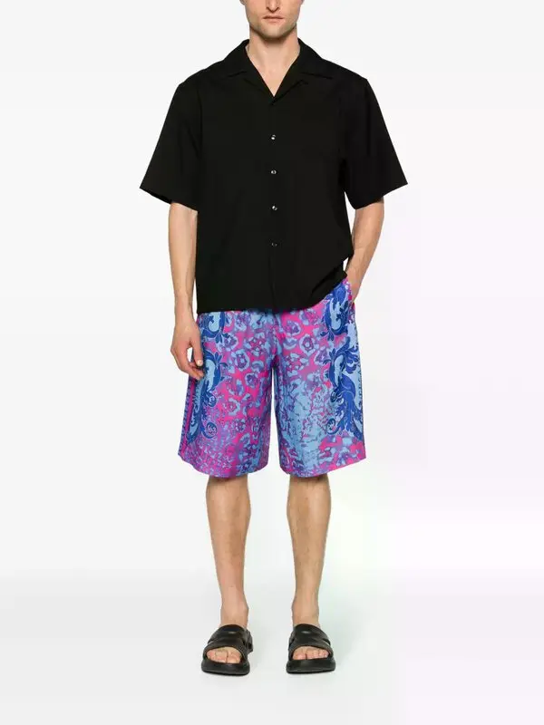 Versace Baroque-pattern Bermuda Shorts - Blue