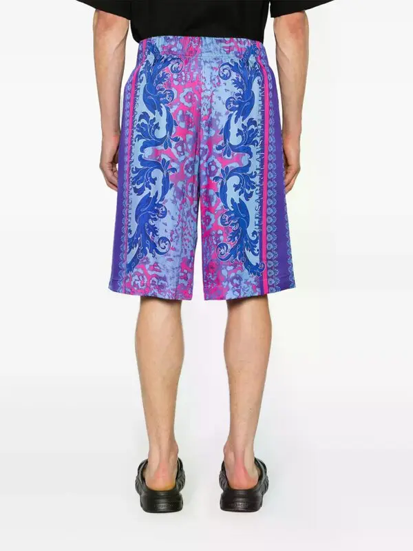 Versace Baroque-pattern Bermuda Shorts - Blue