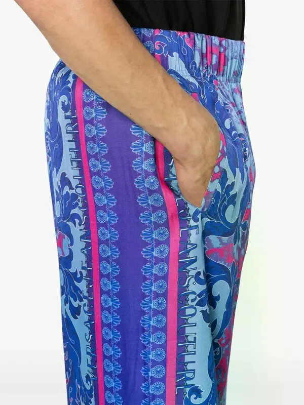 Versace Baroque-pattern Bermuda Shorts - Blue